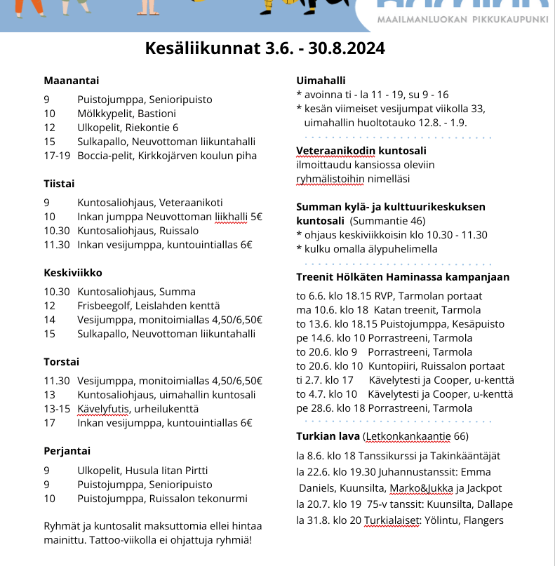 Liikuntaryhmät - Haminan kaupunki